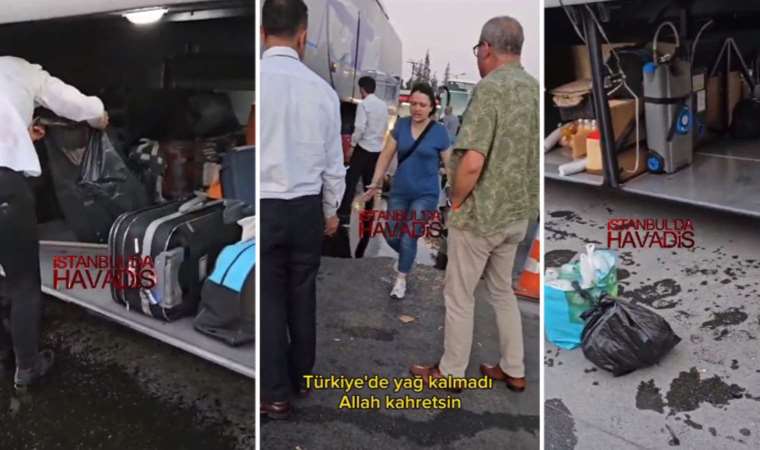 Bagaja konulan 'yağ' tüm valizlere bulaştı... Yolcular sinir krizi ...